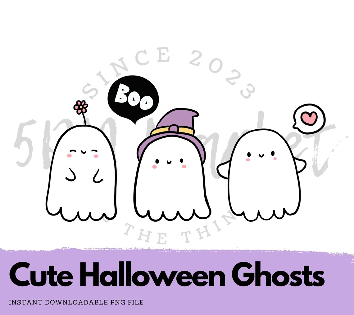 Cute Doodle GHOST Clipart Adorable Halloween Art - Etsy
