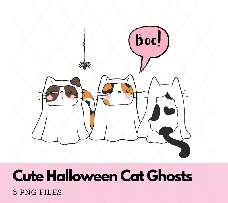 Digital PNG Cute Cat GHOSTS Download Sublimation Halloween Fall - Etsy