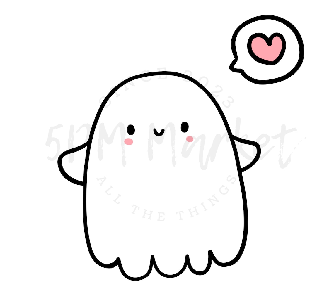 Cute Doodle GHOST Clipart, Adorable Halloween Art, Sublimation, 5 PNG ...