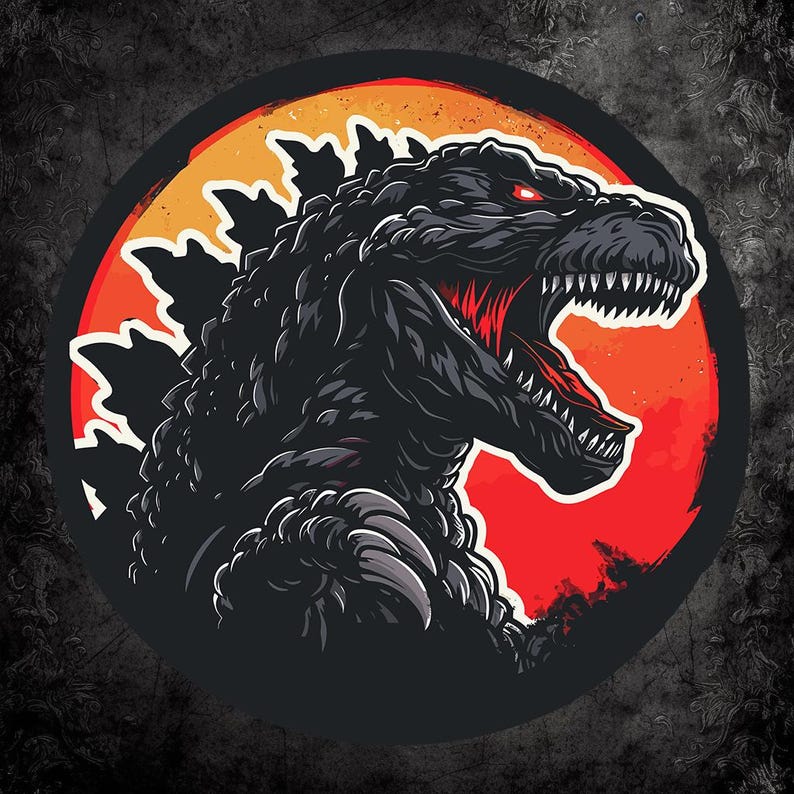 King of Monsters - Godzilla Sticker, Dark Border - Etsy