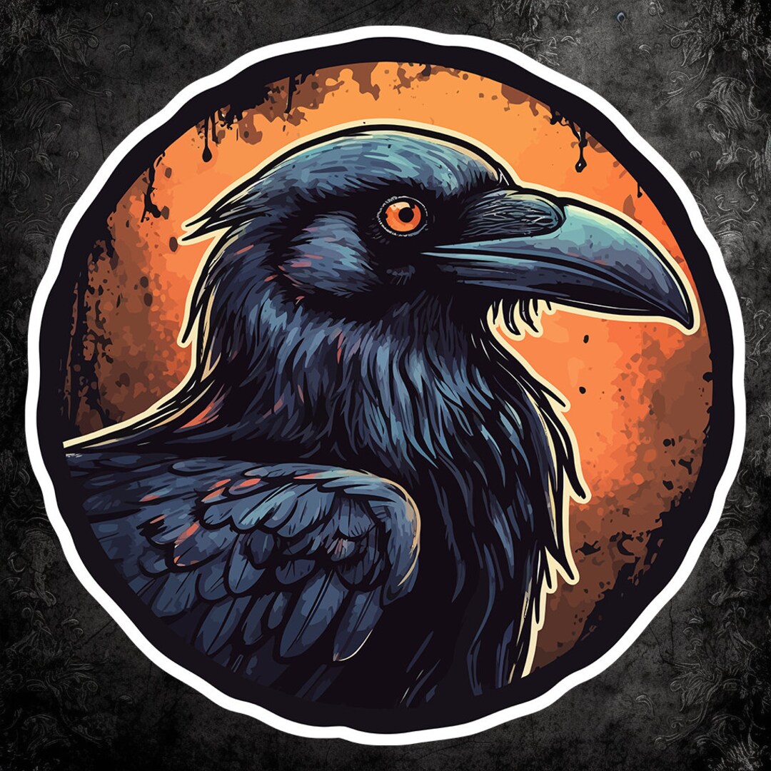 Mystic Raven Vinyl Sticker - Striking Bird Silhouette Against Vibrant ...