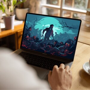 Zombie Invasion Desktop Wallpaper - Halloween Horror - Etsy