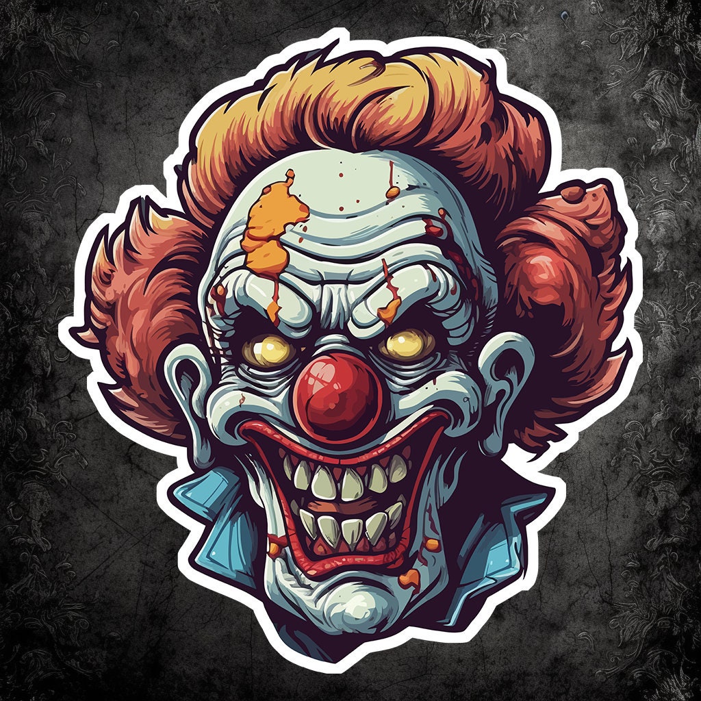 Sinister Demonic Clown Sticker - Creepy Halloween Decal - Ideal for ...