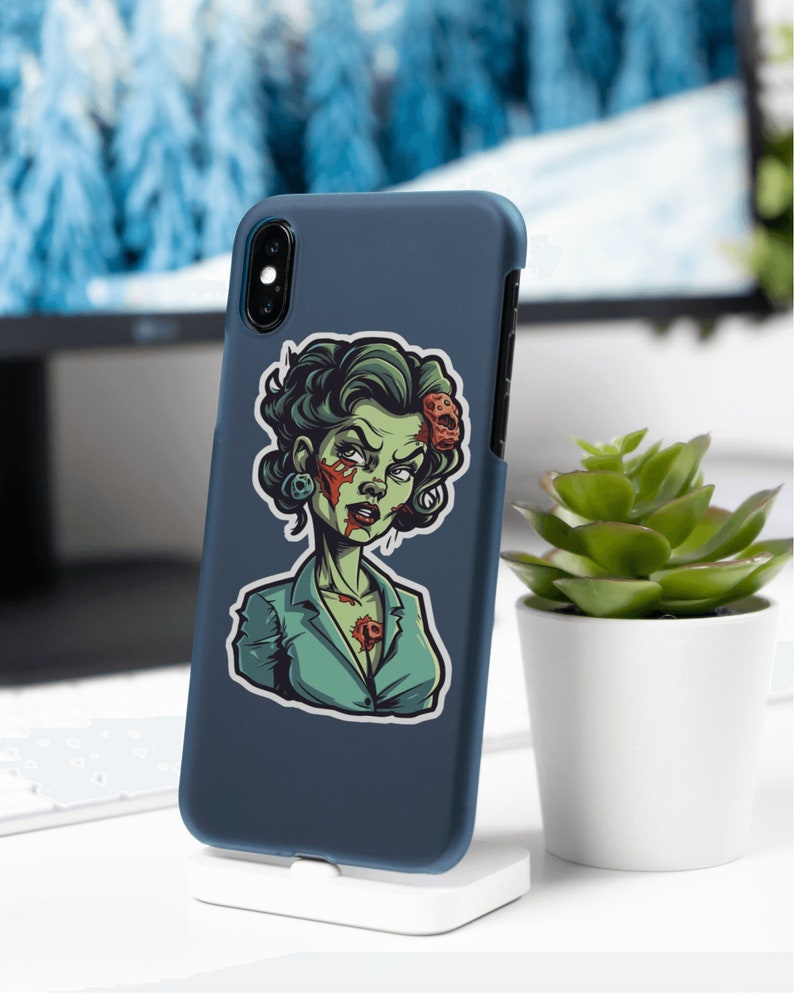Retro Undead Pinup Sticker - Zombie Pinup Girl Decal, Perfect for ...
