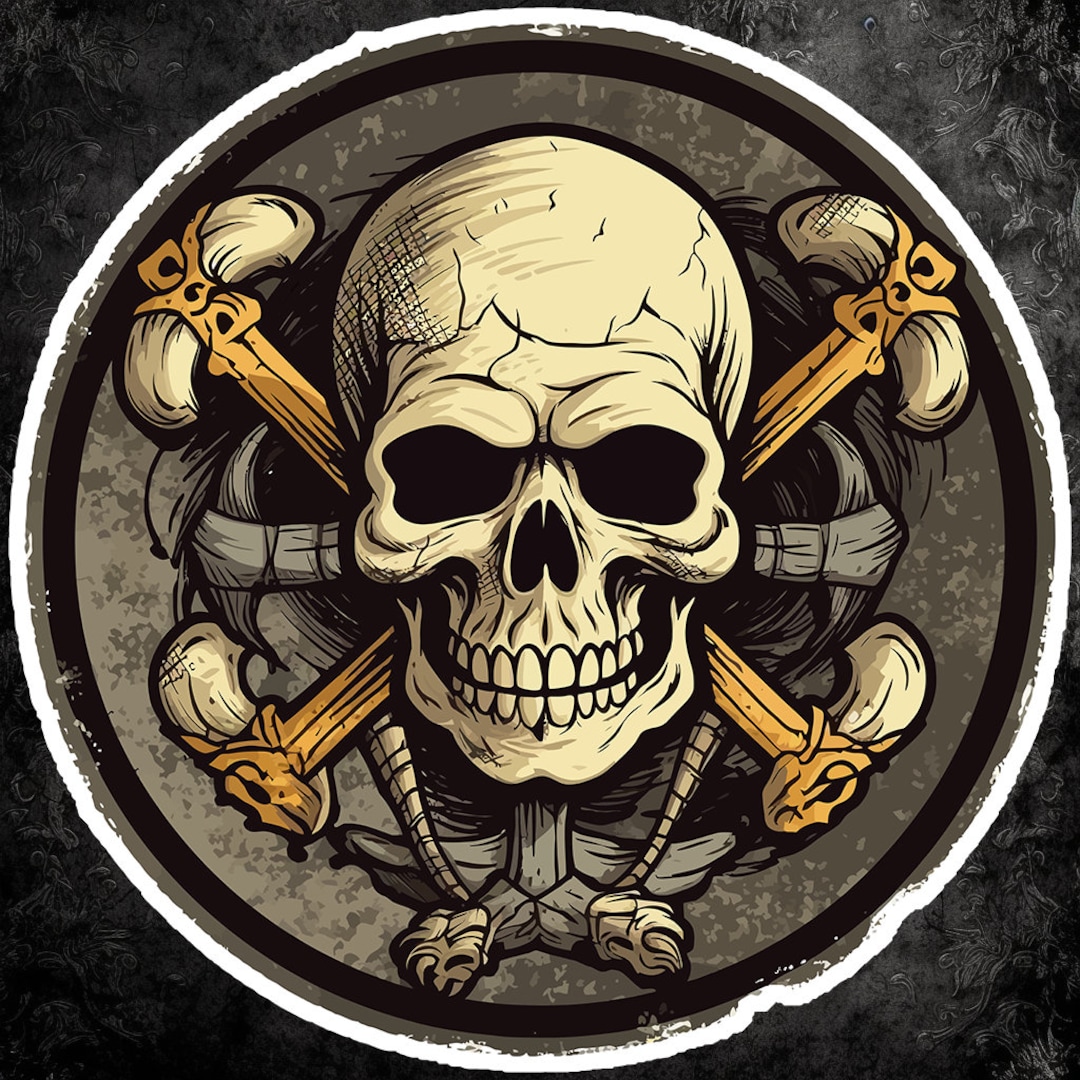 Pirate Skull and Bones Emblem Sticker - Nautical Macabre Decal for ...