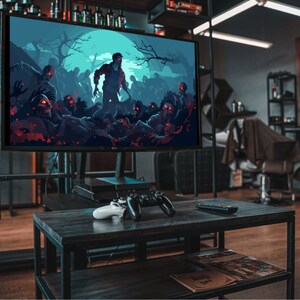 Zombie Invasion Desktop Wallpaper - Halloween Horror - Etsy