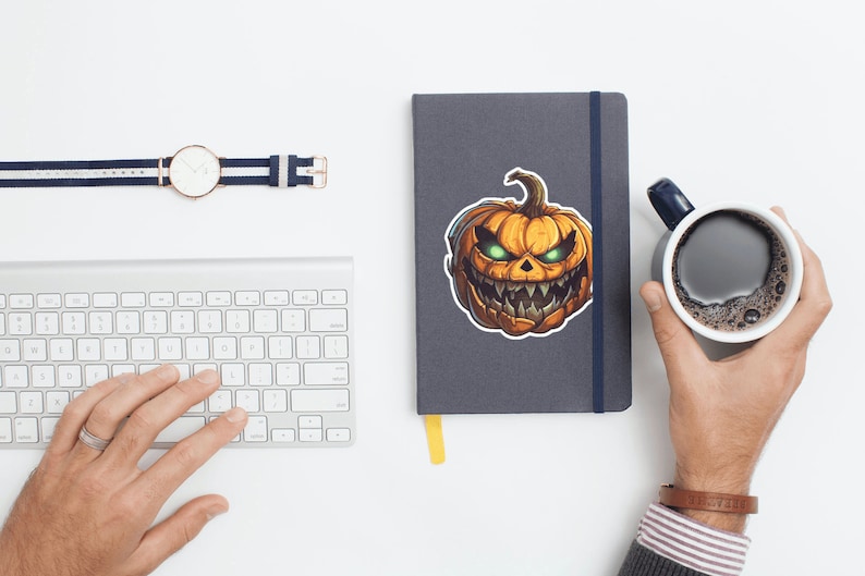 Halloween Jack-o'-lantern Vinyl Sticker: Spooky Pumpkin Decal - Etsy
