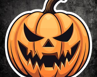 Spooky Jack-o'-lantern Sticker Halloween Print - Etsy
