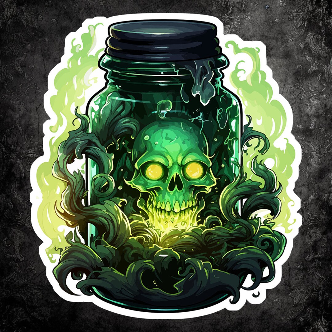 Haunted Ghosts Jar Sticker - Eerie Green Mist Vinyl Decal for Laptops ...