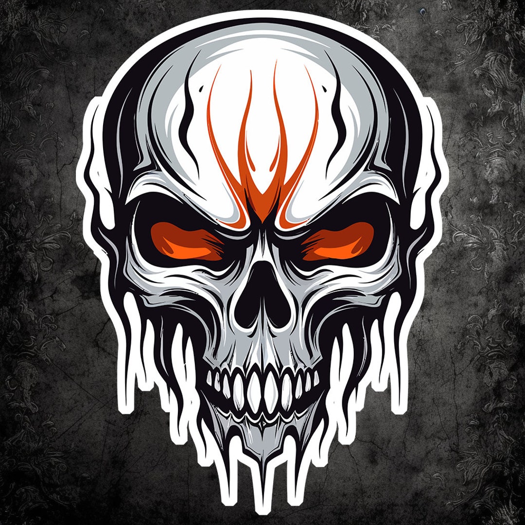 Red-eyed Skull Sticker - Creepy Vinyl Decal With Crimson Highlights for ...
