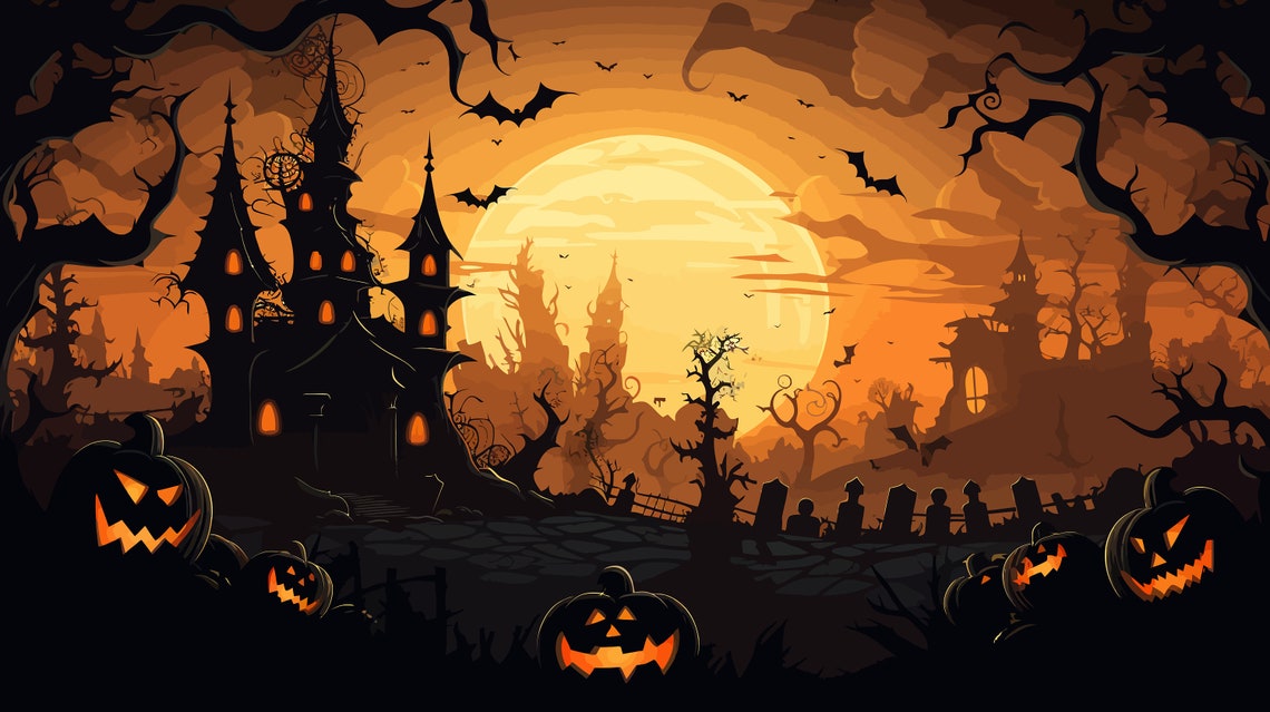 Halloween Night Desktop Wallpaper Moonlit Haunting for Computers ...