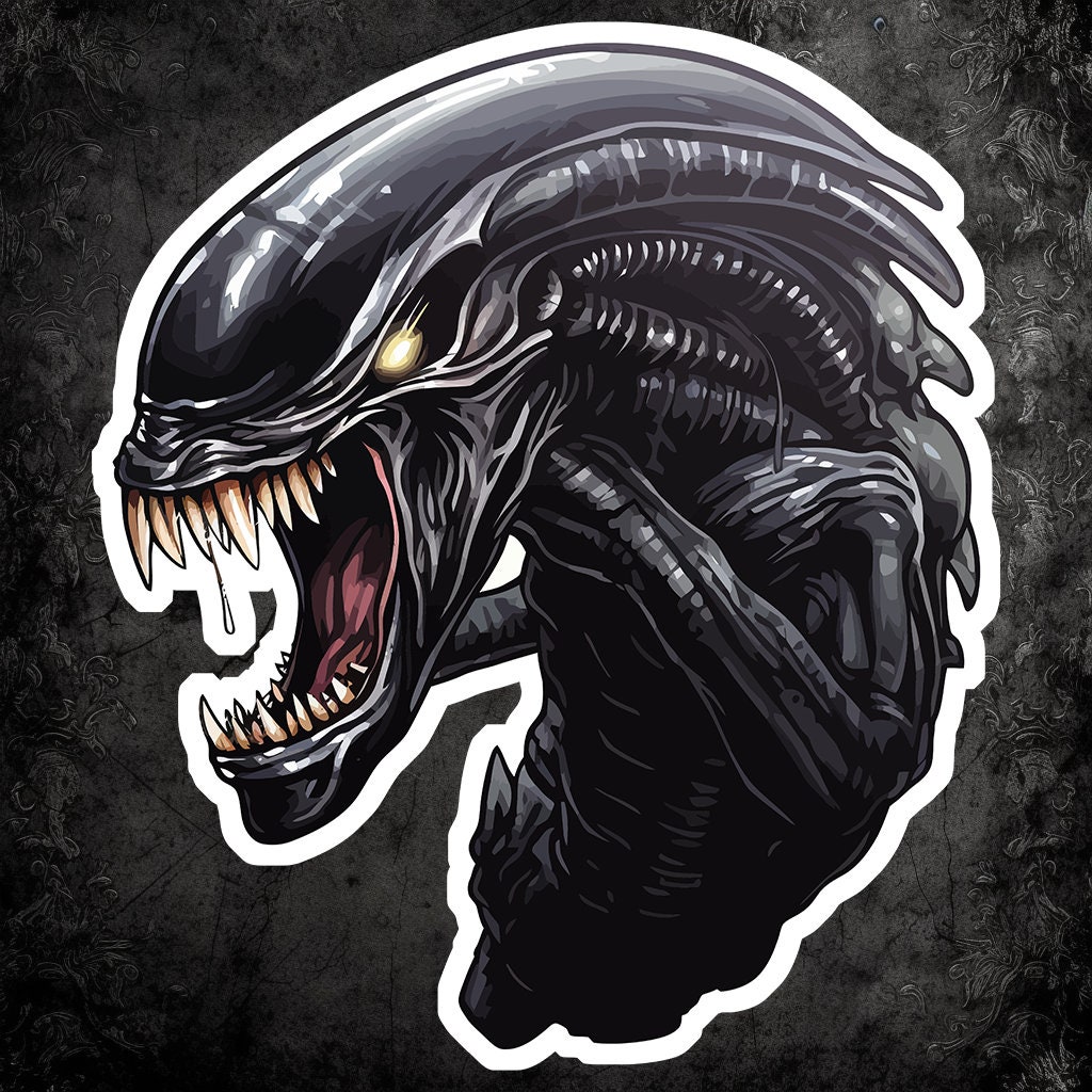 Spooky Halloween Xenomorph Sticker - Sci-fi Horror Decor - Etsy