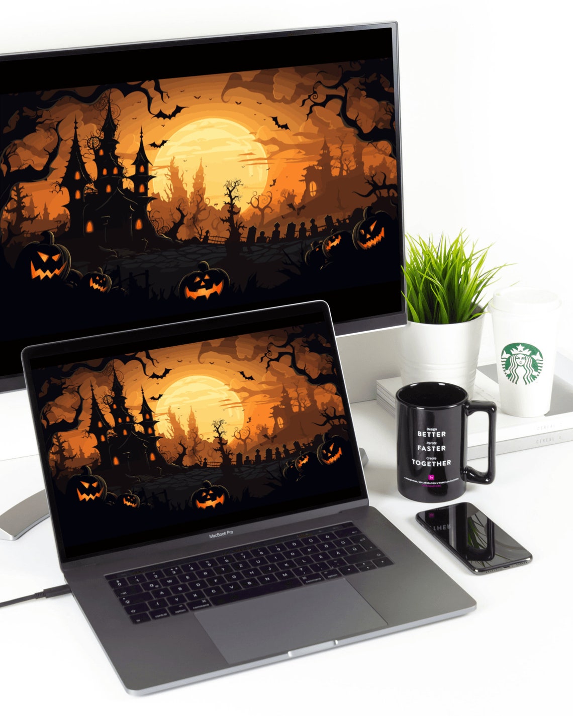 Halloween Night Desktop Wallpaper Moonlit Haunting for Computers ...