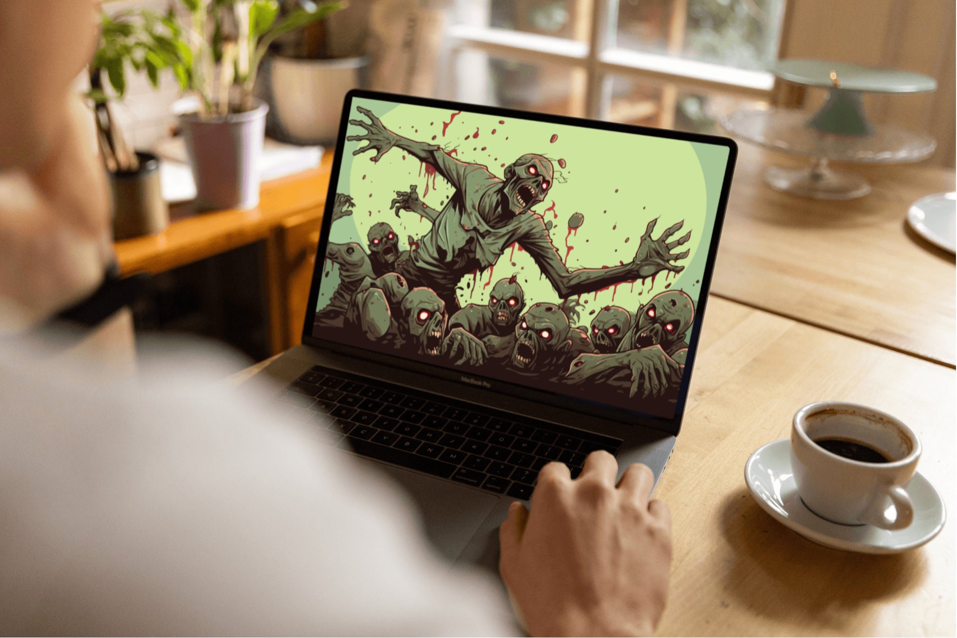 Zombie Swarm Desktop Wallpaper: Spooky Halloween Undead Scene - Etsy