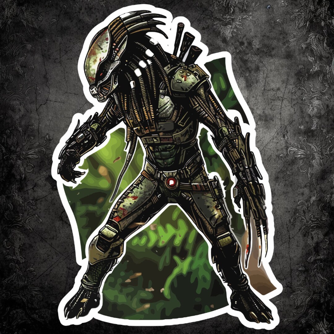 Yautja Warrior - Intergalactic Hunter Sticker, Alien Combat Design - Etsy