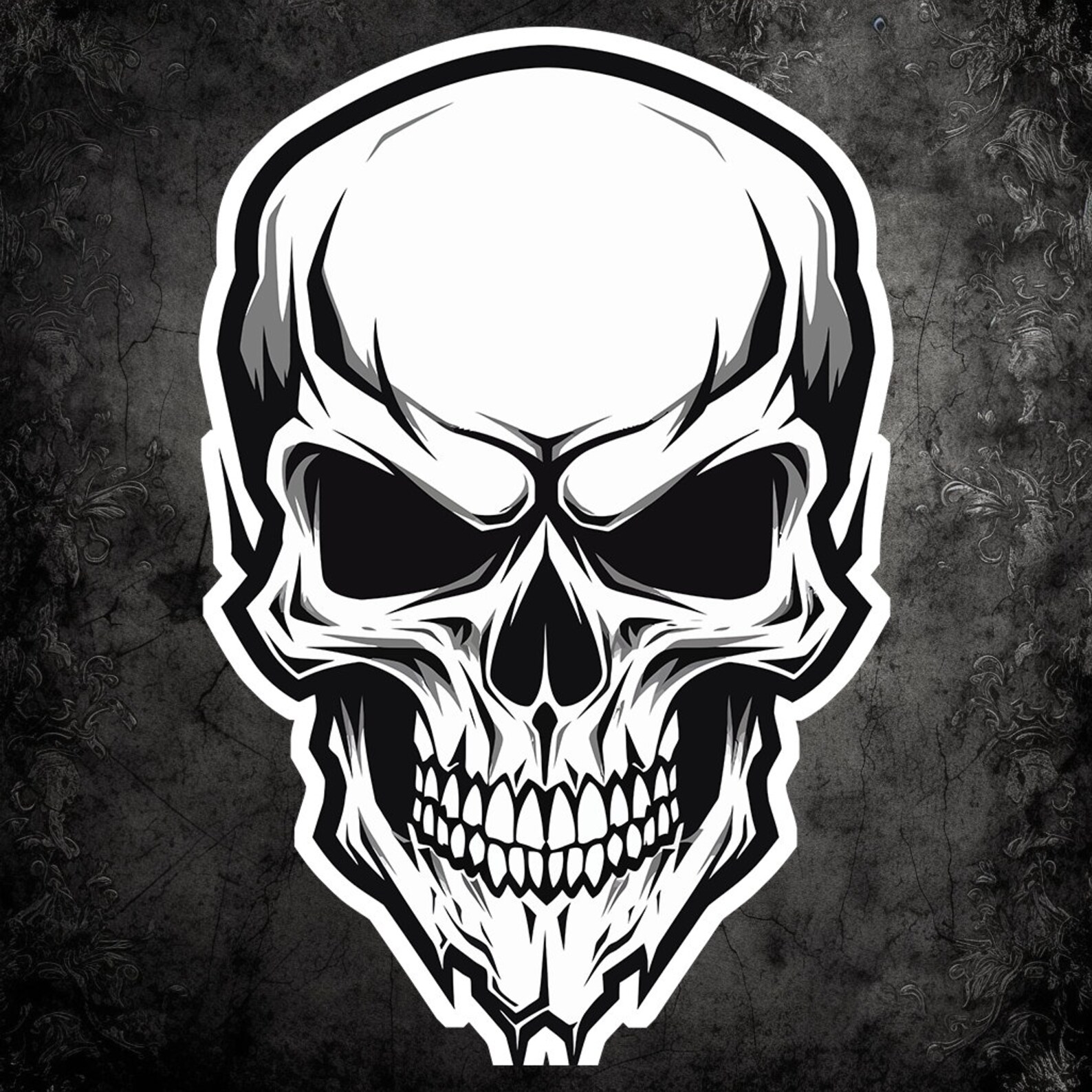 Creepy Skull Sticker - Gothic-themed Vinyl Decal for Laptops, Water ...