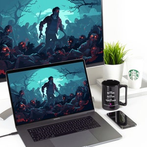 Zombie Invasion Desktop Wallpaper - Halloween Horror - Etsy