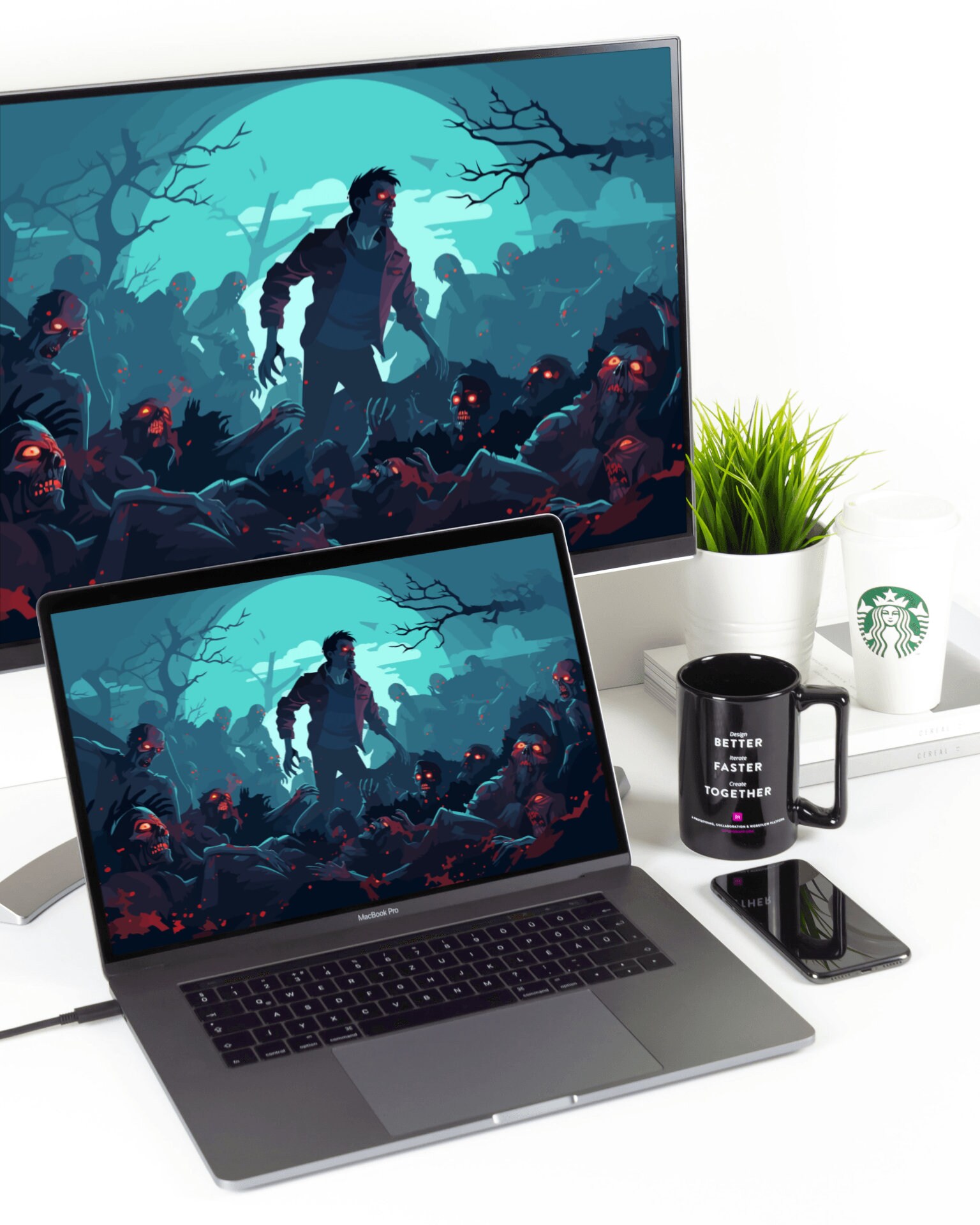 Zombie Invasion Desktop Wallpaper - Halloween Horror - Etsy
