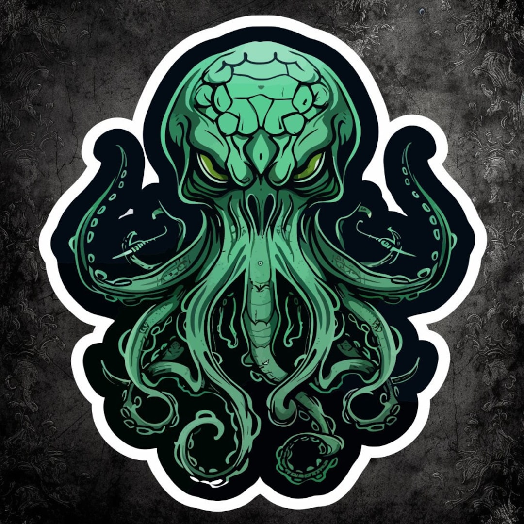 Mystical Cthulhu Emblem - Eldritch Horror Halloween Sticker ...