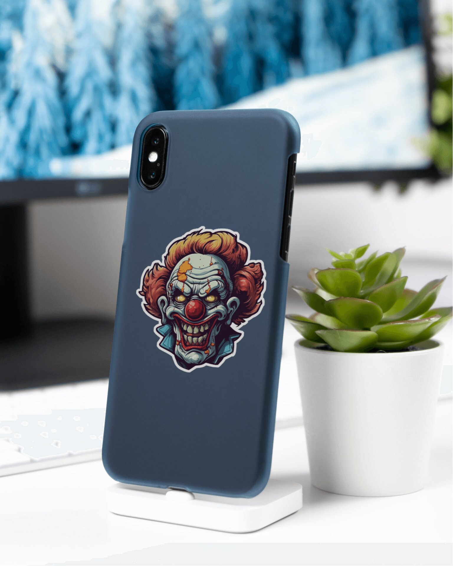Sinister Demonic Clown Sticker Creepy Halloween Decal Ideal for Laptops ...