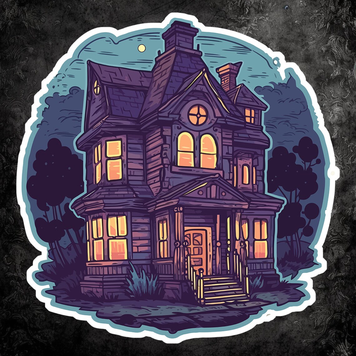 Ghoulish Manor Sticker Haunted House Decal Perfect for - Etsy