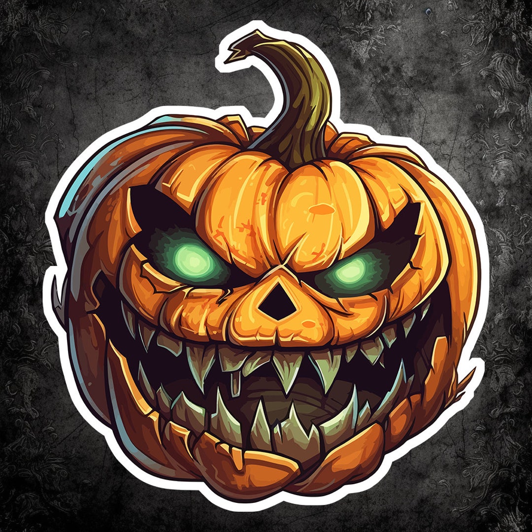 Halloween Jack-o'-lantern Vinyl Sticker: Spooky Pumpkin Decal - Etsy