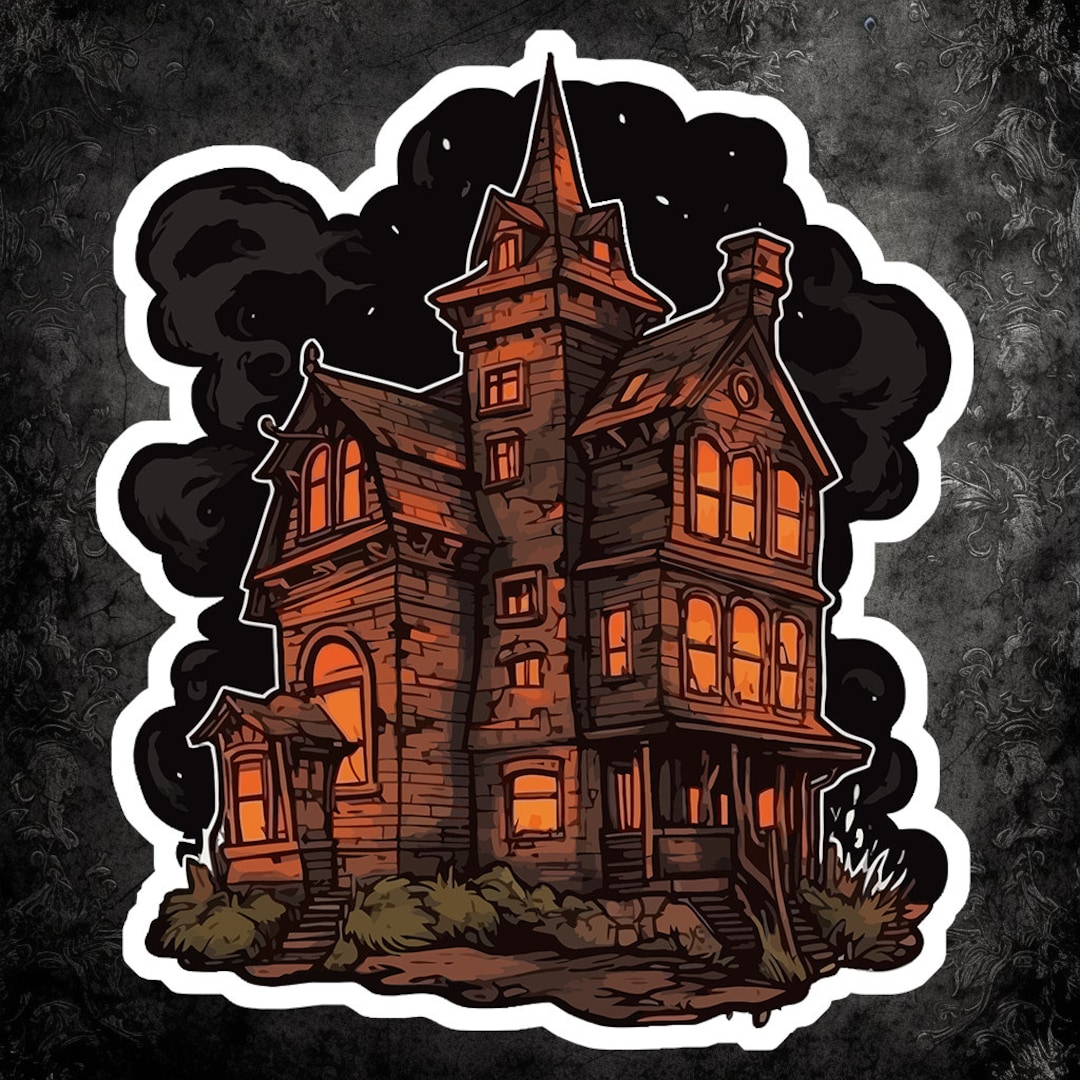 Haunted House Sticker | Halloween - Etsy