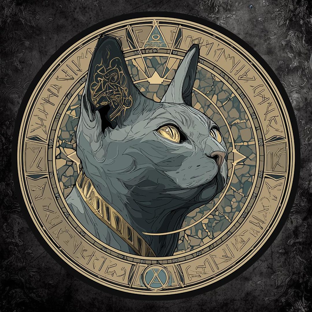 Cat Sigil Sticker – Witch’s Familiar Rune Symbol, Wiccan Pagan Magic ...
