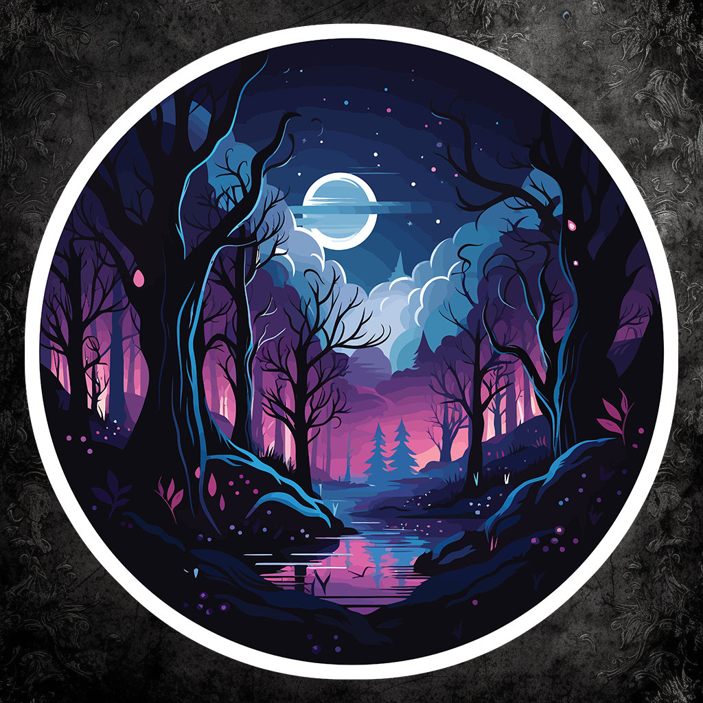 Moonlit Enchanted Forest Sticker: Whimsical Vinyl Decal for Laptops - Etsy