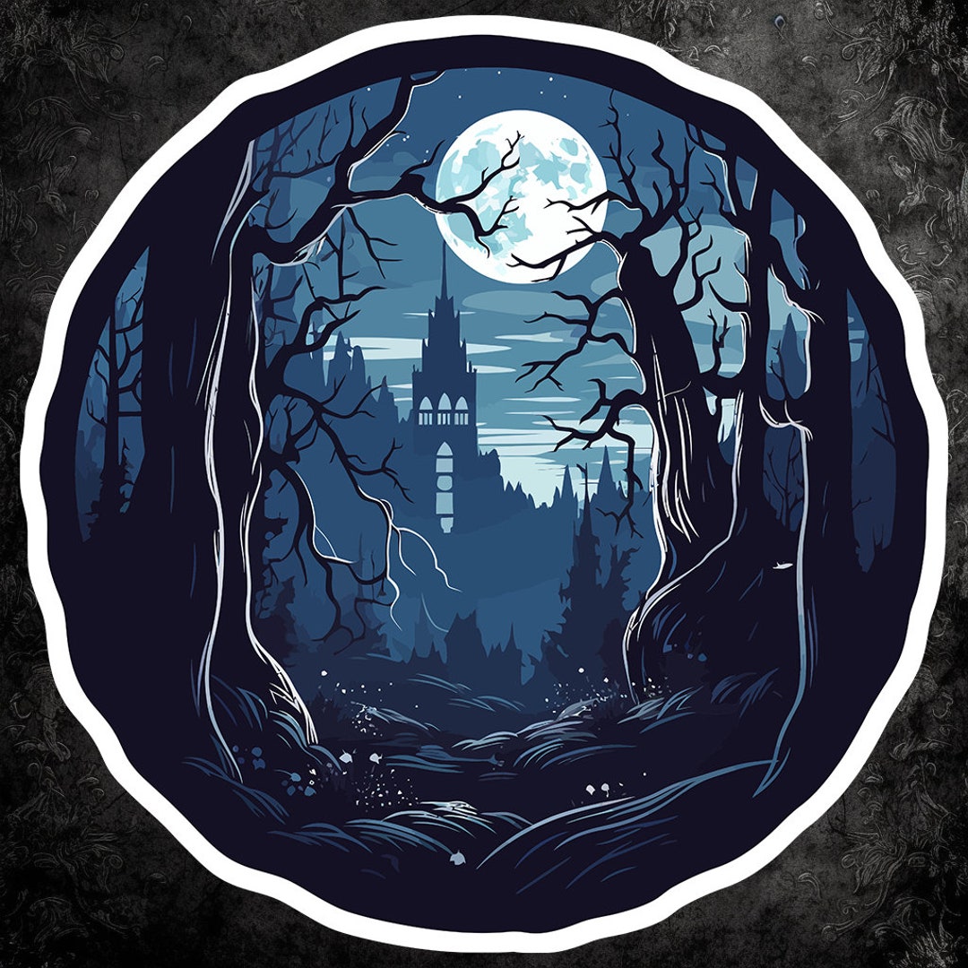 Enchanting Night Forest Sticker - Mystical Vinyl Decal for Laptops ...