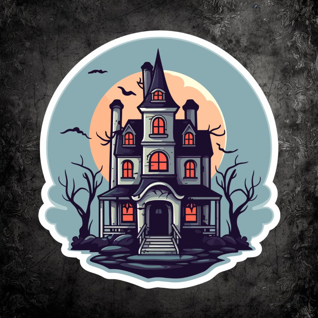 Charming Haunted House - Whimsical Halloween Sticker, Spooky yet ...