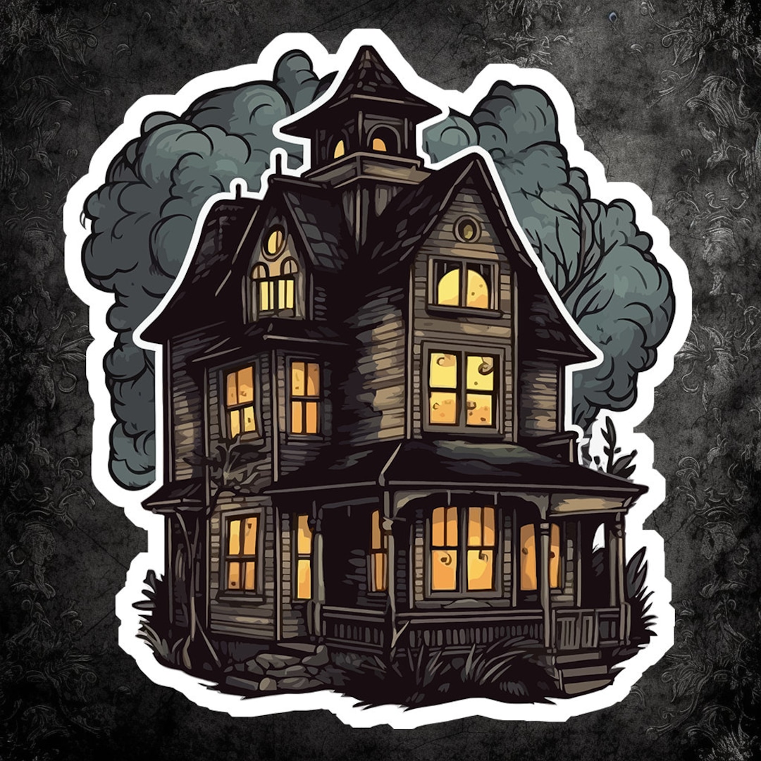 Haunted House Sticker | Halloween - Etsy