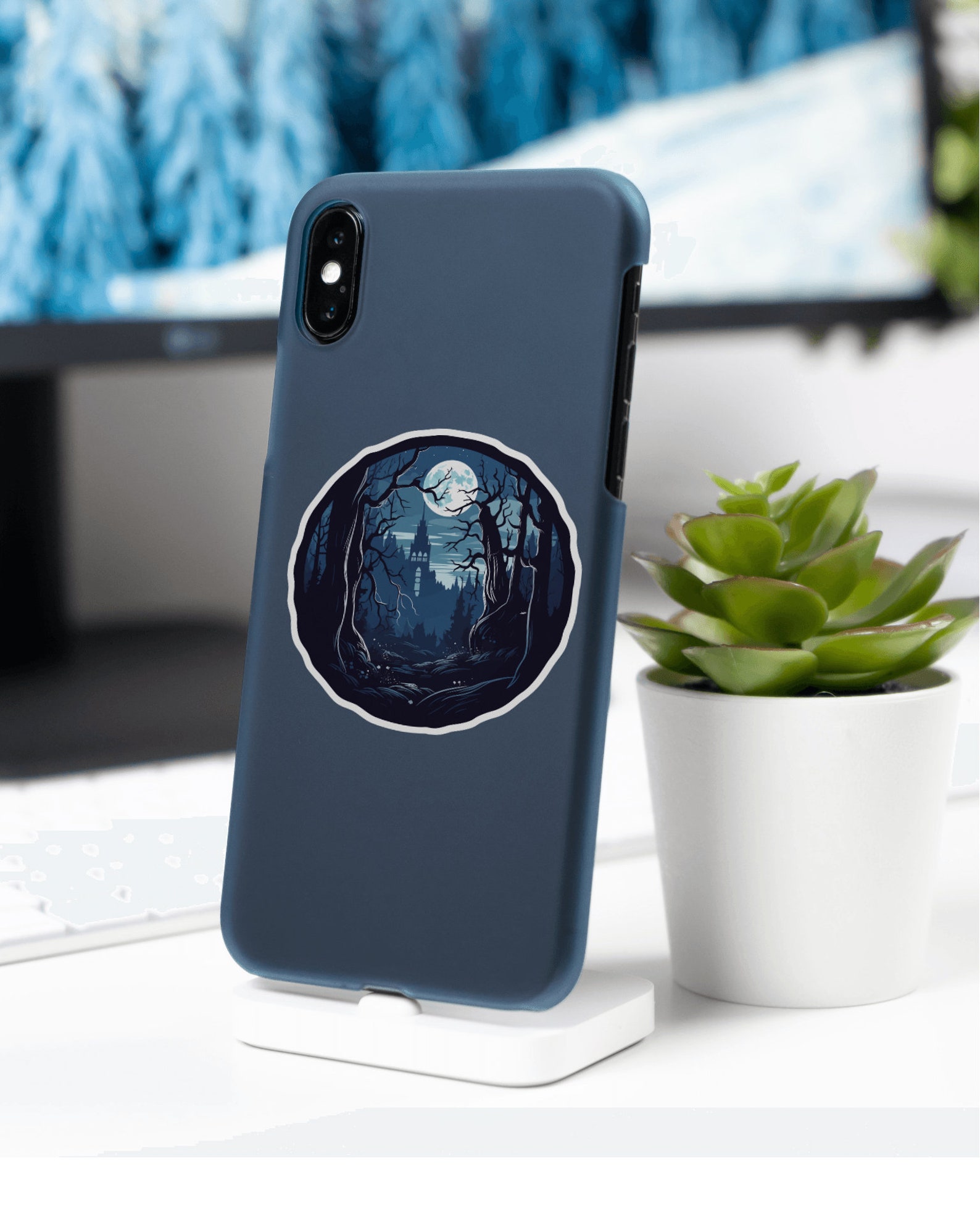 Enchanting Night Forest Sticker - Mystical Vinyl Decal for Laptops ...
