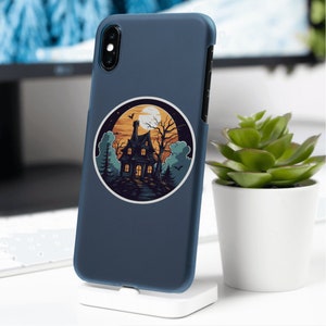 Halloween Night Haunted House Sticker - Eerie Vinyl Decal for Laptops ...