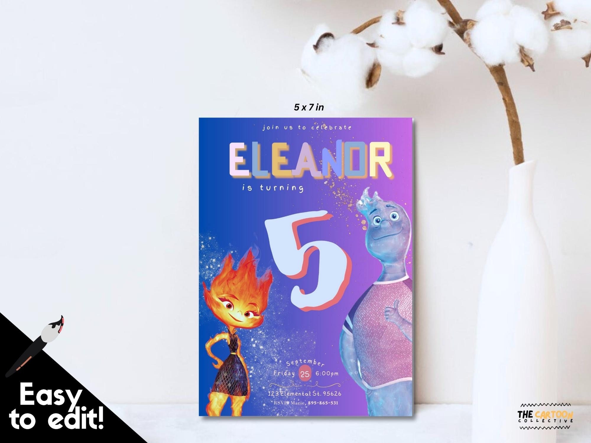 Elemental Wade Ember Lumen Birthday Invitation Elemental Movie Invite ...