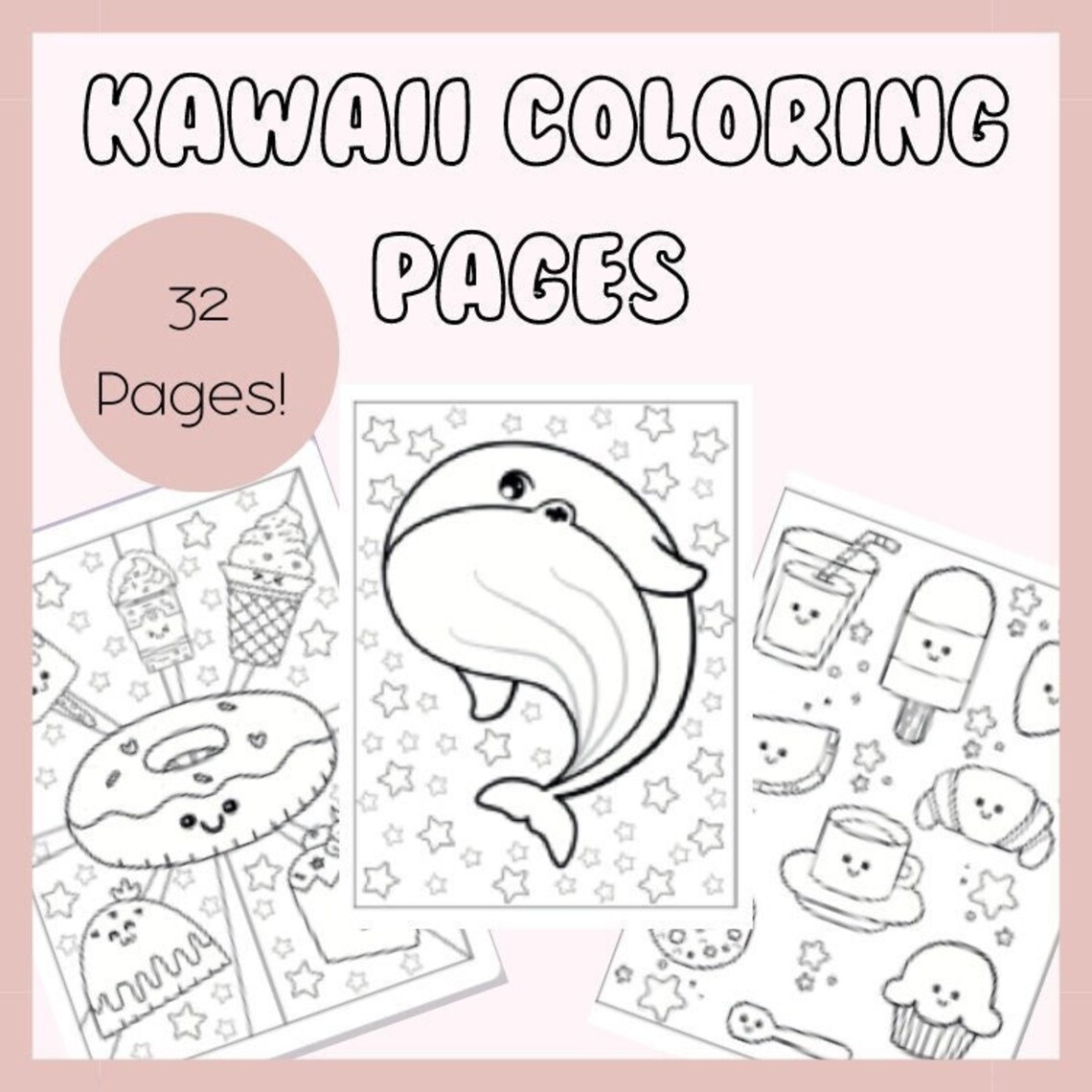 Cute Kawaii Coloring Pages Digital Download 32 Coloring - Etsy