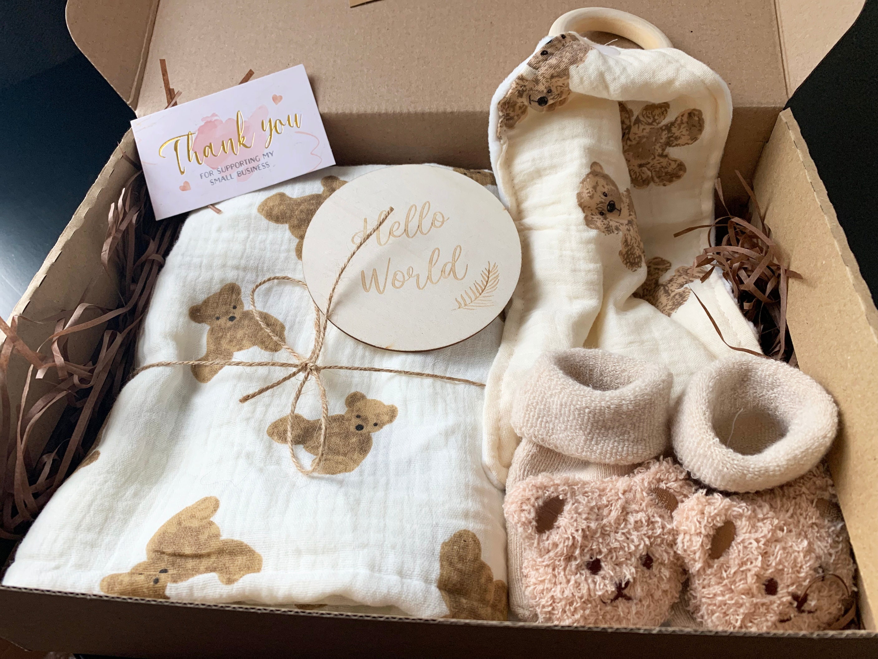 Teddy Bear Gift Box Set Gender Neutral Baby Shower Gift Box for Baby ...