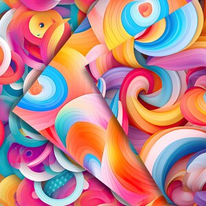 Rainbow Swirl Digital Paper Colorful 3D Background Happy Shapes Paper ...