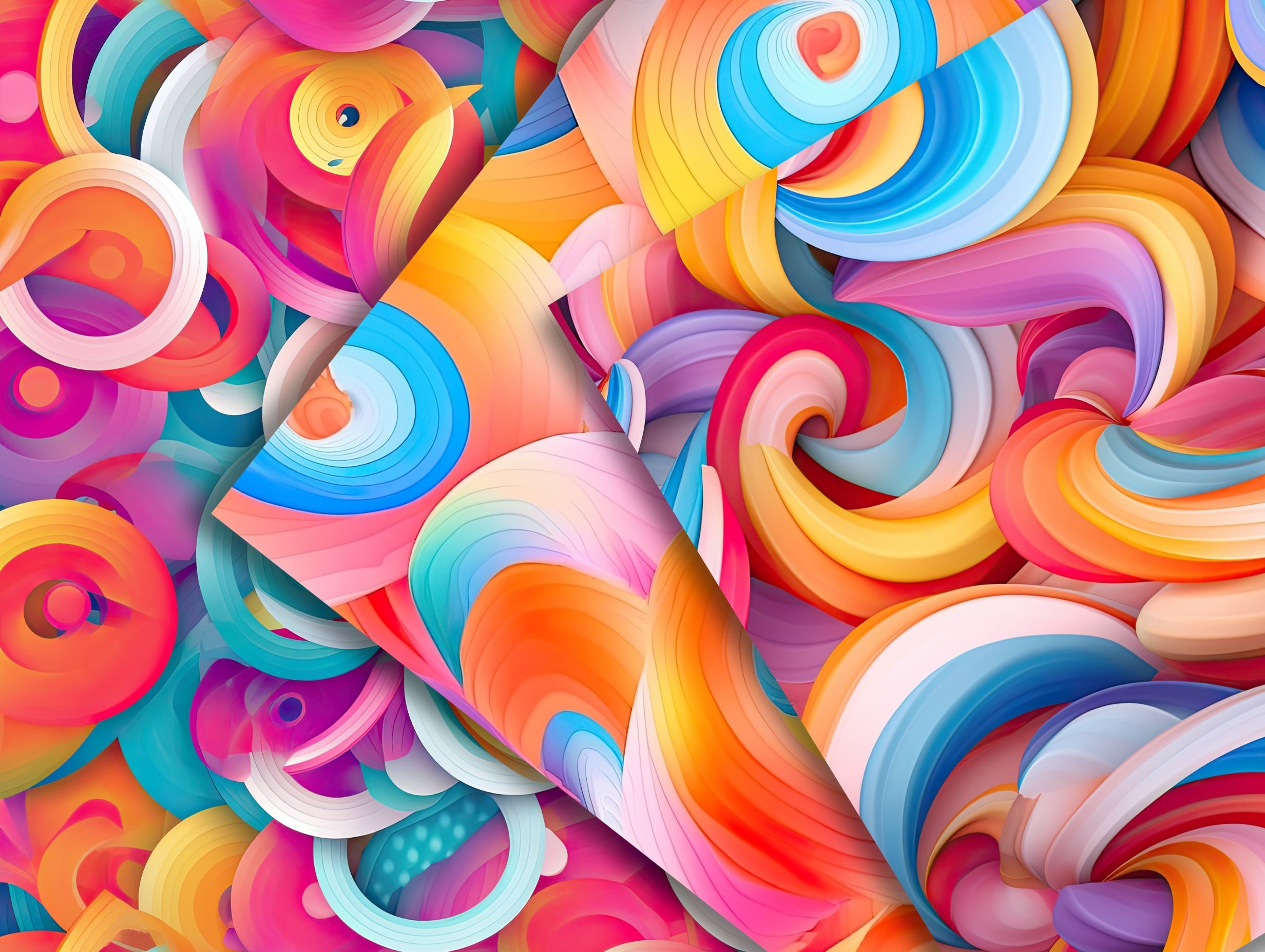 Rainbow Swirl Digital Paper Colorful 3D Background Happy Shapes Paper ...