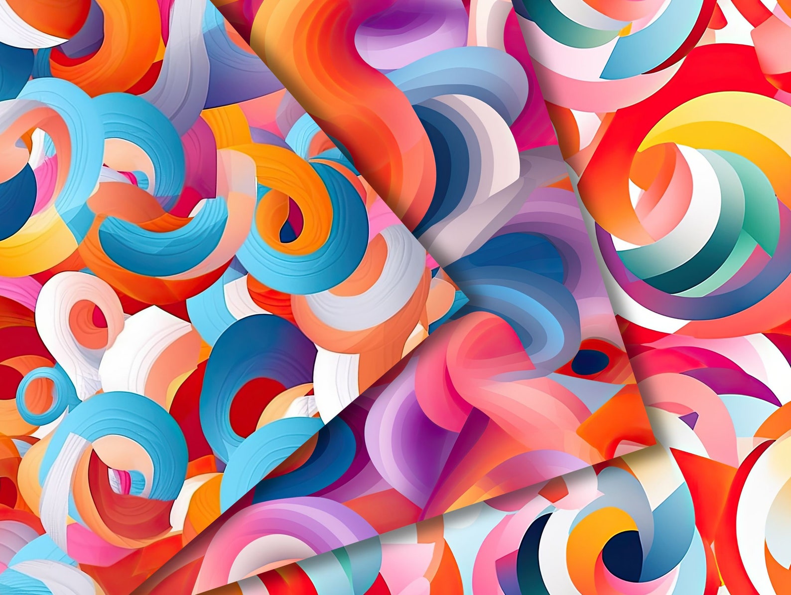 Rainbow Swirl Digital Paper Colorful 3D Background Happy Shapes Paper ...