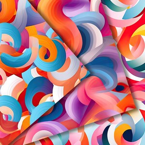 Rainbow Swirl Digital Paper Colorful 3D Background Happy Shapes Paper ...