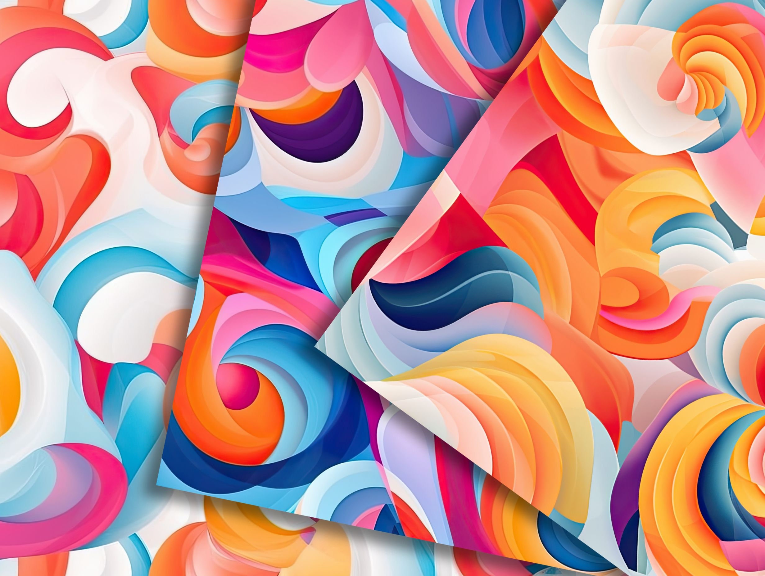 Rainbow Swirl Digital Paper Colorful 3D Background Happy Shapes Paper ...