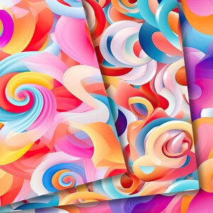 Rainbow Swirl Digital Paper Colorful 3D Background Happy Shapes Paper ...