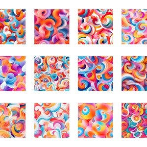 Rainbow Swirl Digital Paper Colorful 3D Background Happy Shapes Paper ...