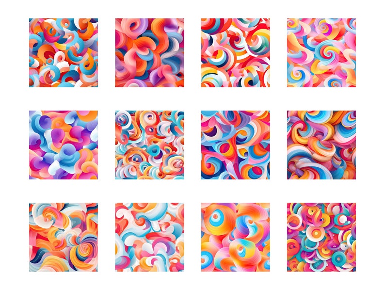 Rainbow Swirl Digital Paper Colorful 3D Background Happy Shapes Paper ...