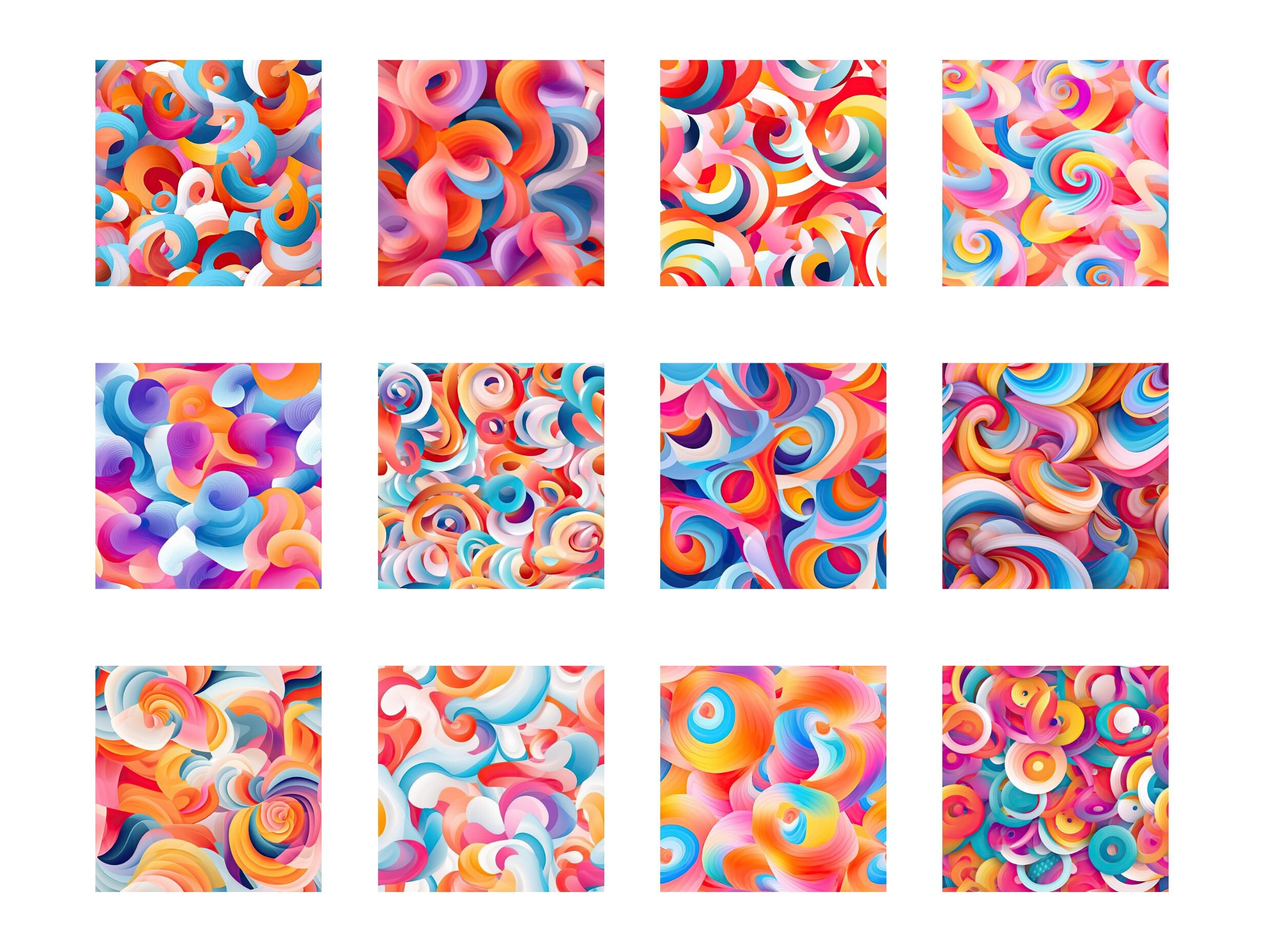 Rainbow Swirl Digital Paper Colorful 3D Background Happy Shapes Paper ...