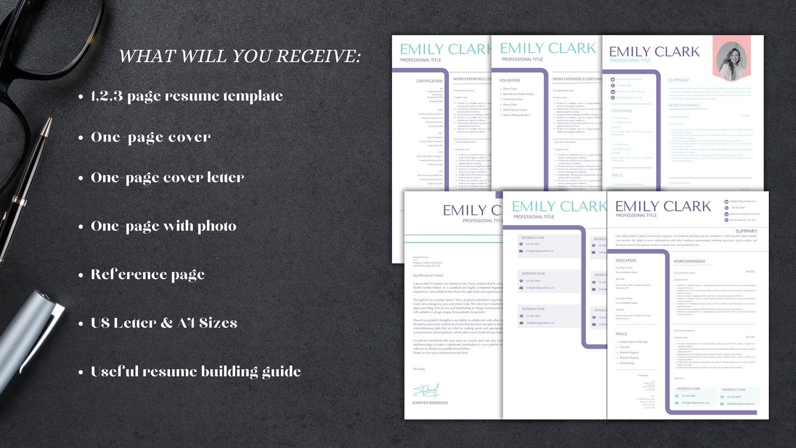 Application Template Bundle Resume Template Proffesional - Etsy