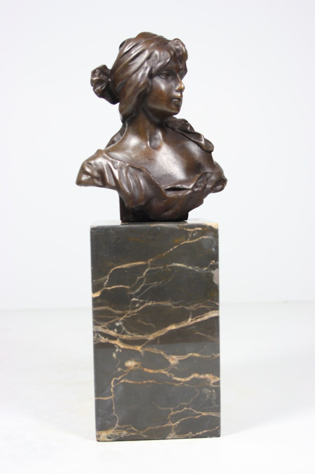Bronze Statue, Bust Sculpture gypsy Girl on Flamed Marble Base - Etsy