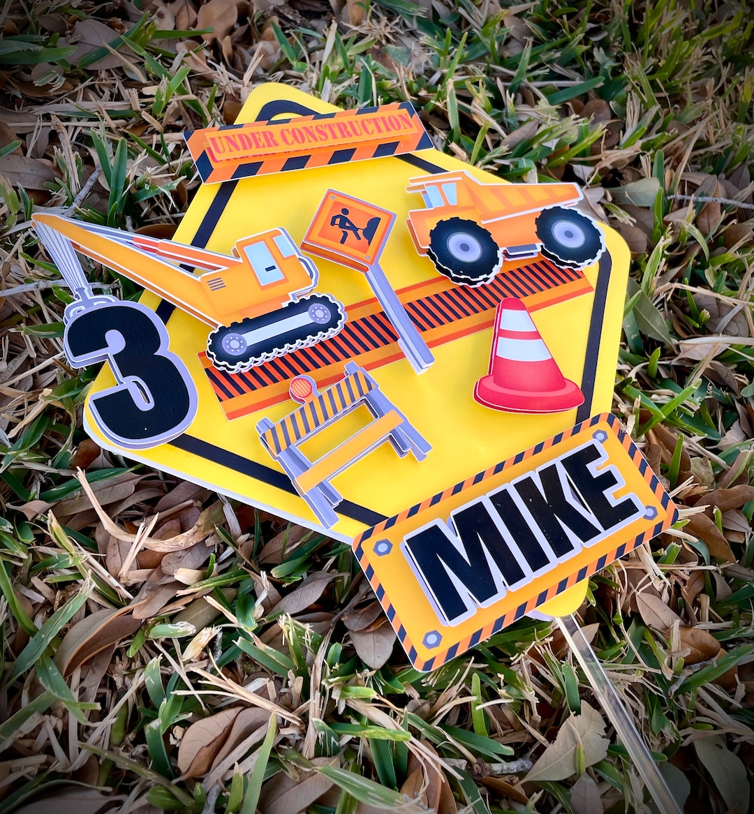 Construction Cake Topper/ Stop Construction Cake Topper - Etsy