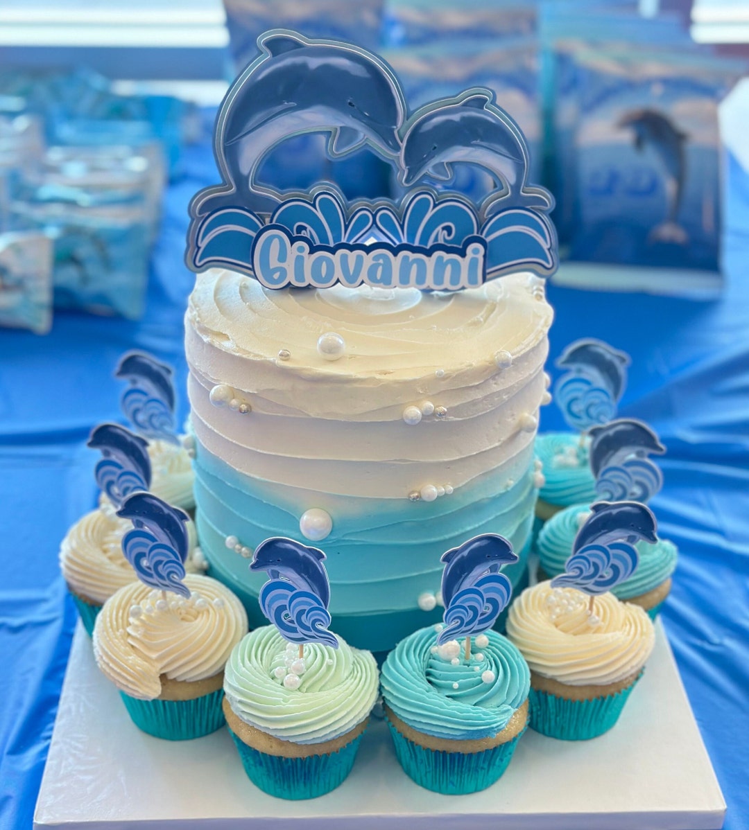 Dolphin Cupcake Toppers | Dolphin Theme Cupcake Topper| Ocean Cupcake ...